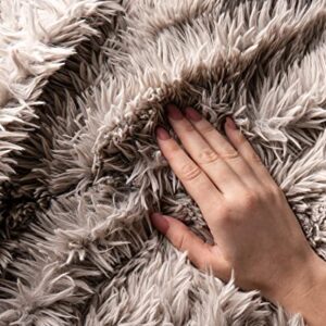 Artisan 34 Extra Warm and Cozy Luxury Faux Fur Blanket - Fuzzy and Fluffy Super Soft Reversible Taupe Throw Blanket for Bed, Couch, Home Décor- Double Sided, Ultra Soft Throw Blanket