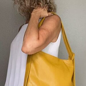 LaGaksta Bria Convertible Leather Backpack Purse - Casual Travel Shoulder Bag (Mustard Yellow)