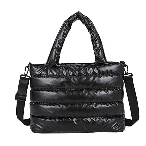 YFGBCX Puffer Tote Bag for Women Quilted Puffy Handbag Lightweight Winter Down Cotton Padded Shoulder Bag Down Padding Crossbody Handbag for Office, Travel, School