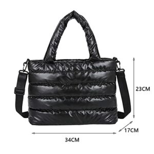 YFGBCX Puffer Tote Bag for Women Quilted Puffy Handbag Lightweight Winter Down Cotton Padded Shoulder Bag Down Padding Crossbody Handbag for Office, Travel, School