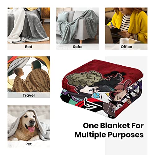 DRINCE Anime Blanket Cartoon Flannel Throw Blankets for Sofa All Season Super Cozy Plush Blanket for Kids Adults Gift 50''X40''