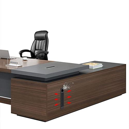 RUNNUP Contemporary Home Office Desk L-Shaped Wooden Executive Desk with Locking Drawer Brown Computer Desk - Right - 63" L x 71" W x 30" H