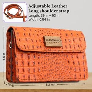 COSMO HANDMADE Premium Women's Crossbody Bag - Stylish Orange Leather Purse with Detachable Strap - Versatile Designer Inspired Handbags for Everyday Use and Special Occasions