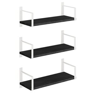 wallniture toledo bookshelf living room decor kitchen organization floating shelves bedroom decor wall shelves for office black board, white bracket set of 3