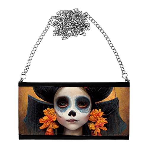 Dia de Los Muertos Fun Women's Wallet Clutch - Mexican Clutch for Women - Sugar Skull Women's Wallet Clutch