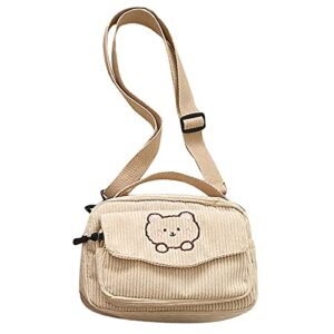 kawaii purse cute corduroy crossbody bag for girls women kawaii corduroy purse plush shoulder bag fashion canvas bag