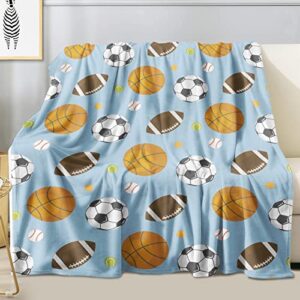 sports blanket for boys girls soft warm lightweight flannel plush basketball baseball football soccerthrow blanket sport gifts for kids teen adults all season sofa bed living room home decor 40″x50″