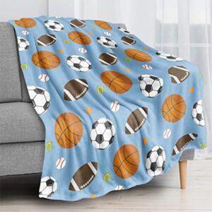 Sports Blanket for Boys Girls Soft Warm Lightweight Flannel Plush Basketball Baseball Football SoccerThrow Blanket Sport Gifts for Kids Teen Adults All Season Sofa Bed Living Room Home Decor 40"x50"