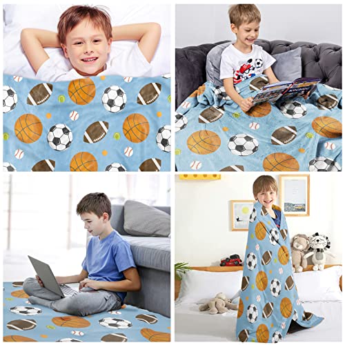 Sports Blanket for Boys Girls Soft Warm Lightweight Flannel Plush Basketball Baseball Football SoccerThrow Blanket Sport Gifts for Kids Teen Adults All Season Sofa Bed Living Room Home Decor 40"x50"