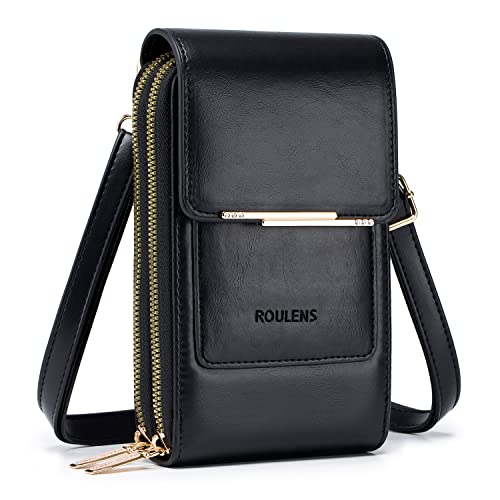 Roulens Small Crossbody Bag Cell Phone Purse for Women, Leather Shoulder Bag Wallet Purse with Credit Card Slots