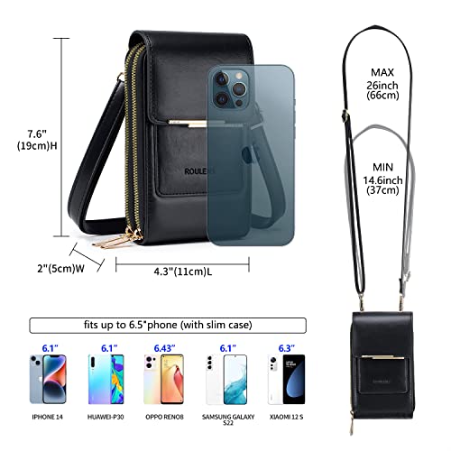 Roulens Small Crossbody Bag Cell Phone Purse for Women, Leather Shoulder Bag Wallet Purse with Credit Card Slots