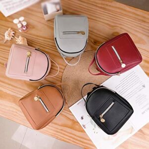 women mini-portable leather backpack cute casual shoulder messenger zippered pockets crossbody convertible bag for girl