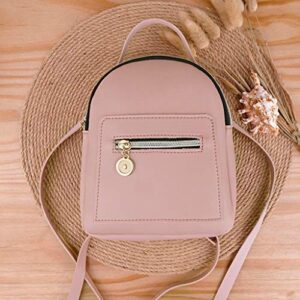 Women Mini-Portable Leather Backpack Cute Casual Shoulder Messenger Zippered Pockets Crossbody Convertible Bag for Girl