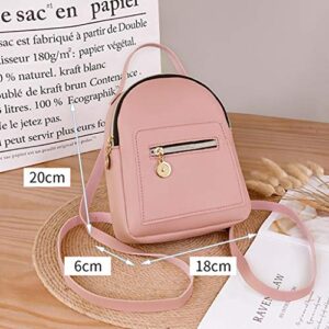 Women Mini-Portable Leather Backpack Cute Casual Shoulder Messenger Zippered Pockets Crossbody Convertible Bag for Girl