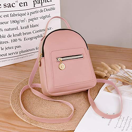 Women Mini-Portable Leather Backpack Cute Casual Shoulder Messenger Zippered Pockets Crossbody Convertible Bag for Girl