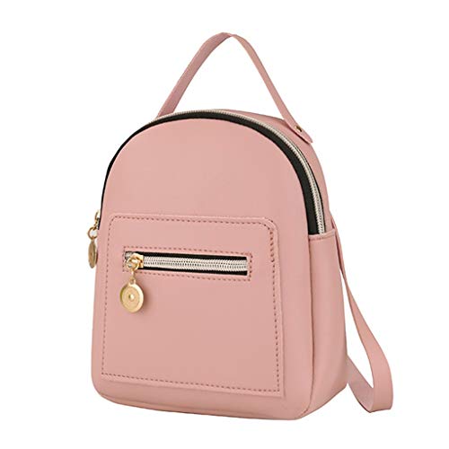 Women Mini-Portable Leather Backpack Cute Casual Shoulder Messenger Zippered Pockets Crossbody Convertible Bag for Girl