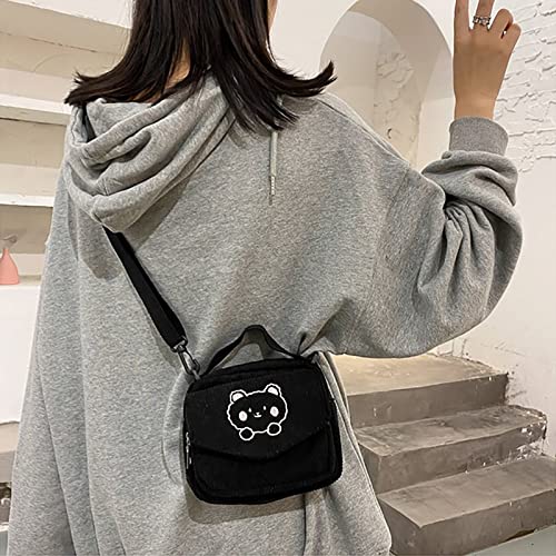 Kawaii Purse Cute Corduroy Crossbody Bag for Girls Women Kawaii Corduroy Purse Plush Shoulder Bag Fashion Canvas Bag