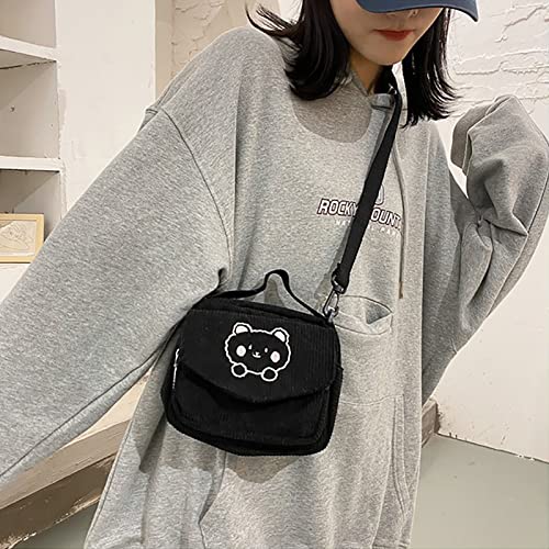 Kawaii Purse Cute Corduroy Crossbody Bag for Girls Women Kawaii Corduroy Purse Plush Shoulder Bag Fashion Canvas Bag