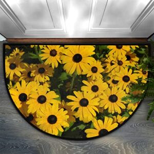 nichpedr welcome half round door mat flower sunflower floral printed entrance way rugs doormats soft non-slip washable bath rugs floor mats for home bathroom indoor outdoor 18×30 inch