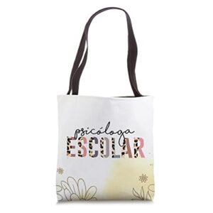 bilingual school psychologist leopard psicologa escolar tote bag