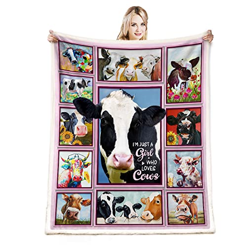 Cow Print Blanket Cow Decor Bedding Throw Blanket for Girl Women Christmas Valentine's Birthday Gifts Soft Cute Farm Animal Cow Blanket