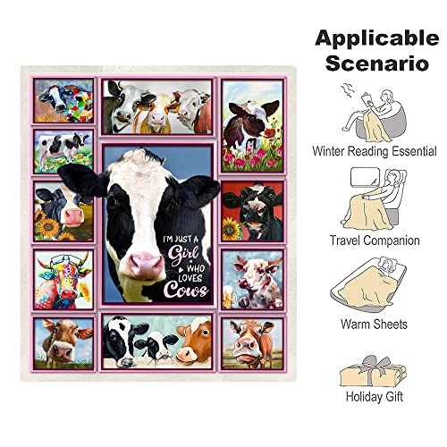 Cow Print Blanket Cow Decor Bedding Throw Blanket for Girl Women Christmas Valentine's Birthday Gifts Soft Cute Farm Animal Cow Blanket