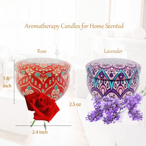 Scented Candles Gift Set, Aromatherapy Candles for Home, Portable Hotel Candles, Natural Soy Wax Tin Jar Candles for Yoga, Bath, 2.5 Oz Long Lasting Time Home Scented Candles Gift for Women 2 Pack