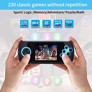 Handheld Game for Kids Built-in 230 HD Classic Retro Video Games USB Rechargeable 3.0 Inch Childrens Travel Electronics Toys Portable Gaming Player System Gift for Boys Girls Ages 4-8-12