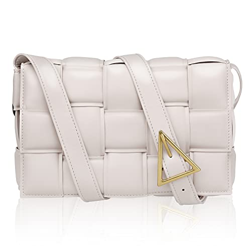 ZooLLyn Woven Padded Cassette Crossbody Trend Design Shoulder Bag for Women Clutch Bag Square Purse Hand Bag Beige