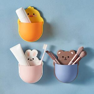 Smalibal Storage Organizer Box with Drainage Hole, Cute Bear Rabbit Shape Self Adhesive Storage Case, Wall Mounted Storage Shelf, Organizer Rack, Shelf for Bathroom, Pantry, Kitchen, Laundry, Utility