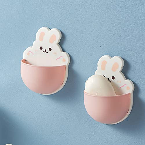 Smalibal Storage Organizer Box with Drainage Hole, Cute Bear Rabbit Shape Self Adhesive Storage Case, Wall Mounted Storage Shelf, Organizer Rack, Shelf for Bathroom, Pantry, Kitchen, Laundry, Utility