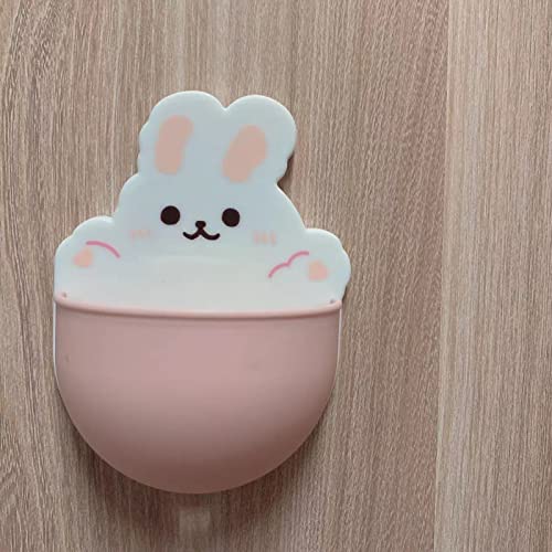 Smalibal Storage Organizer Box with Drainage Hole, Cute Bear Rabbit Shape Self Adhesive Storage Case, Wall Mounted Storage Shelf, Organizer Rack, Shelf for Bathroom, Pantry, Kitchen, Laundry, Utility