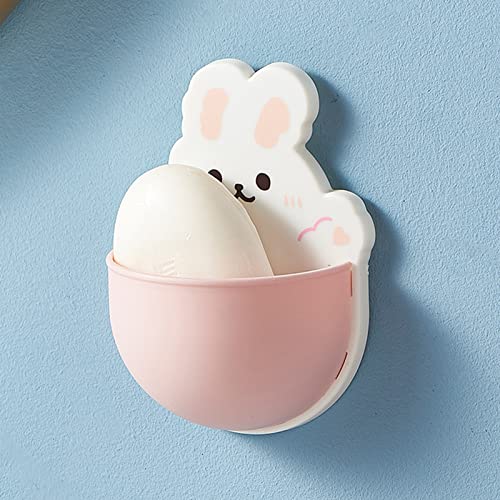 Smalibal Storage Organizer Box with Drainage Hole, Cute Bear Rabbit Shape Self Adhesive Storage Case, Wall Mounted Storage Shelf, Organizer Rack, Shelf for Bathroom, Pantry, Kitchen, Laundry, Utility