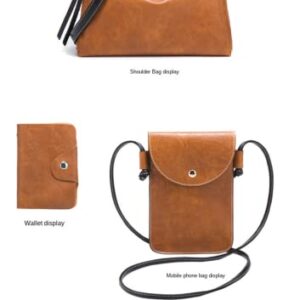 Women Fashion Handbags Wallet Tote Bag Shoulder Bag Top Handle Satchel Purse Set 4pcs bags for women (brown)