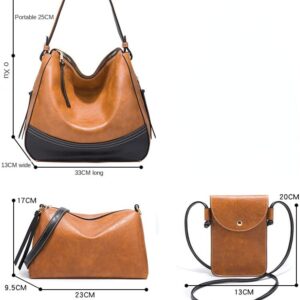 Women Fashion Handbags Wallet Tote Bag Shoulder Bag Top Handle Satchel Purse Set 4pcs bags for women (brown)