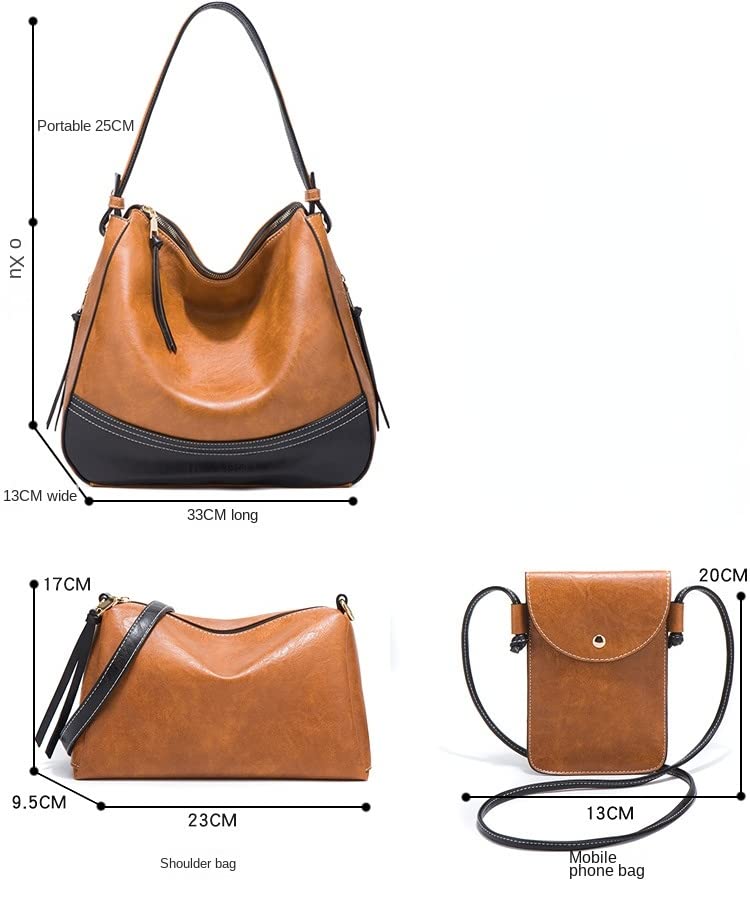 Women Fashion Handbags Wallet Tote Bag Shoulder Bag Top Handle Satchel Purse Set 4pcs bags for women (brown)