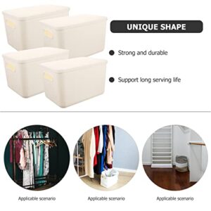 Zerodeko 4Pcs Plastic Storage Bin with Lids, Portable Organizer Box with Handle, Stackable File Sundries Organizing Container Case Wardrobe Clothes Storage Holder for Home, Office