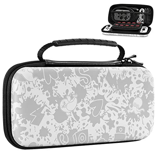 MoKo Carrying Case for Nintendo Switch OLED Model/Nintendo Switch, Hard Shell Portable Travel Carry Case w/10 Game Card Slots Compatible for Nintendo Switch Console & Accessories, Gray Seabed