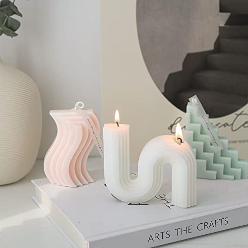 3PcsTwist Candle Aesthetic Candles Soy Wax Geometric Shaped candlesU Shaped, S Shaped and triangleCandle ,Art Decorative Candles for Wedding Birthday Decorative Gift