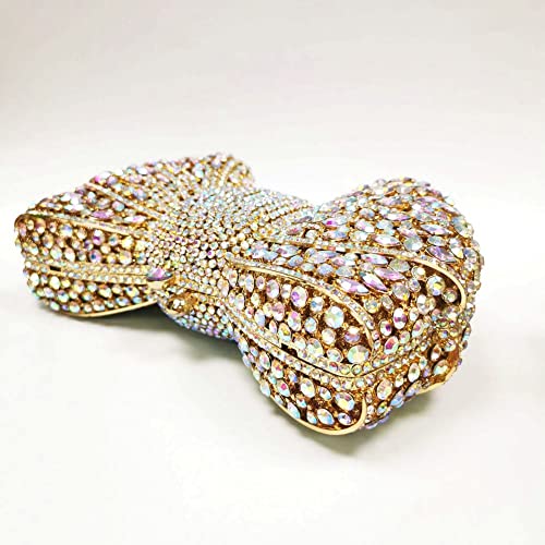 DEBIMY Women's Bow Rhinestone Evening Bag Sparkling Clutch Purse Evening Handbag for Wedding Party Prom Purple