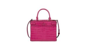 kate spade new york small staci satchel crossbody shoulder handled bag (pink croc embossed)