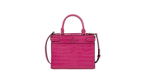 Kate Spade New York Small Staci Satchel Crossbody Shoulder Handled Bag (Pink Croc Embossed)