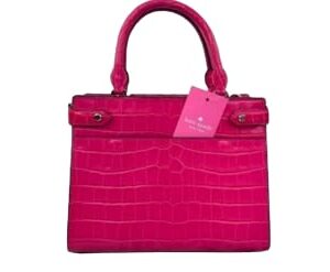 Kate Spade New York Small Staci Satchel Crossbody Shoulder Handled Bag (Pink Croc Embossed)