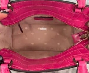 Kate Spade New York Small Staci Satchel Crossbody Shoulder Handled Bag (Pink Croc Embossed)