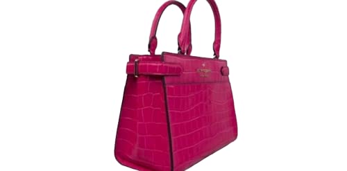 Kate Spade New York Small Staci Satchel Crossbody Shoulder Handled Bag (Pink Croc Embossed)