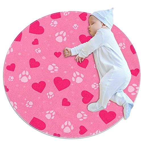 Area Rugs for Living Room Rug Mat,Hearts Paw Dog Pink,Decor Bedroom Rug Floor Carpet Home Soft Area Rug