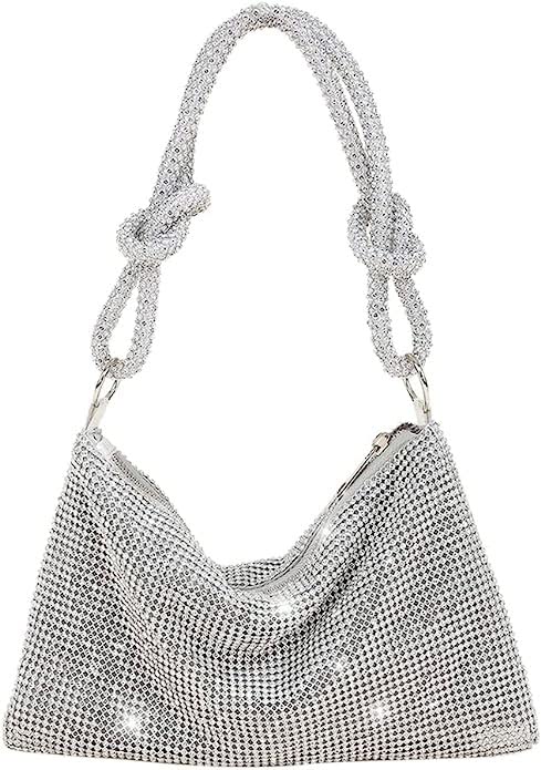 TIAMID Handbag luxury Rhinestone Hobo Bag for Women Evening Purse Silver Diamond Purses Prom bags out of Club (Silver)