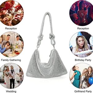 TIAMID Handbag luxury Rhinestone Hobo Bag for Women Evening Purse Silver Diamond Purses Prom bags out of Club (Silver)