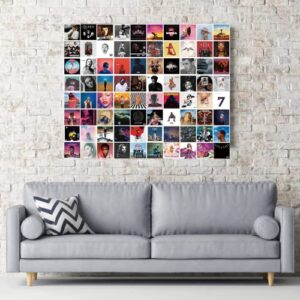 LAPNOXX 100 Pcs Album Cover Poster Aesthetic Pictures Wall Collage Kit, 5x5 inch Aesthetic Room Decor, Album Cover Posters Collage Kit for Bedroom Decor, VSCO Room, Photo Wall, Album Cover Art Posters