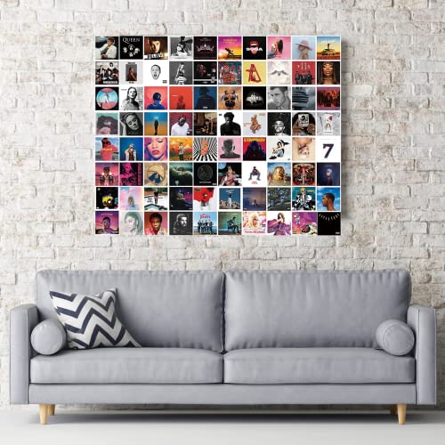 LAPNOXX 100 Pcs Album Cover Poster Aesthetic Pictures Wall Collage Kit, 5x5 inch Aesthetic Room Decor, Album Cover Posters Collage Kit for Bedroom Decor, VSCO Room, Photo Wall, Album Cover Art Posters